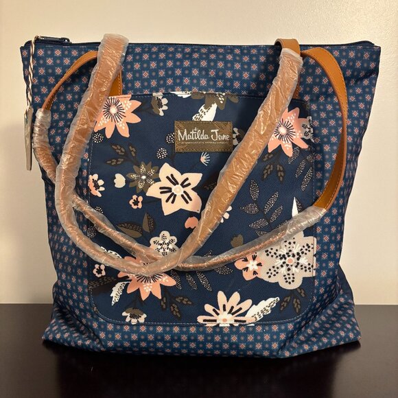 Matilda Jane | Bags | Matilda Jane Navy Blue Pink Floral Extra Credit ...
